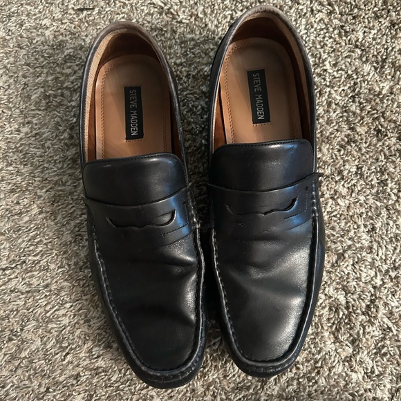 Steve Madden | Shoes | Mens Black Leather Steve Madden Loafers | Poshmark